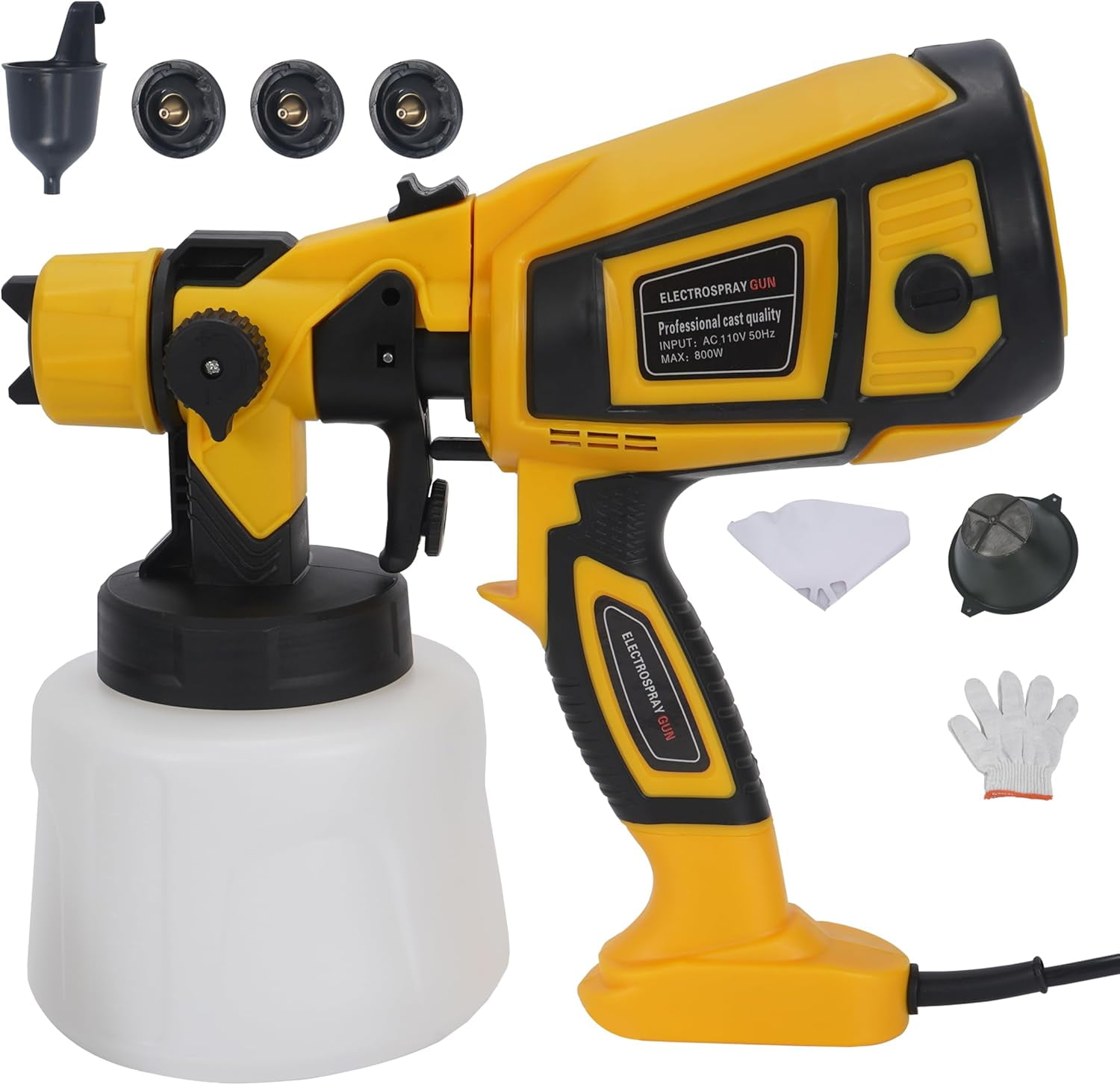 Paint Sprayer, HVLP Electric Spray Paint Gun, 4 nozzles, 3 Pattern, 1400ml High Capacity ...