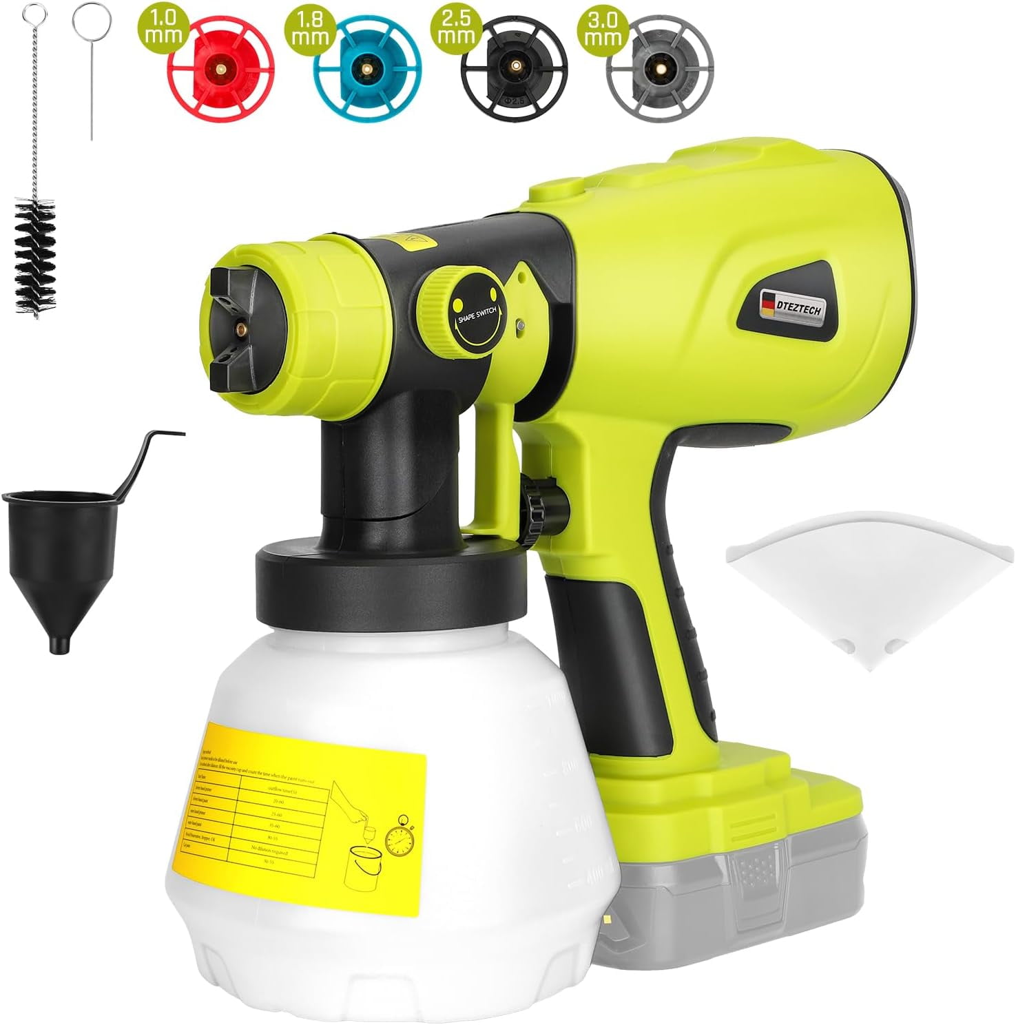 Paint Sprayer for Ryobi ONE+ 18V Li-ion Ni-Cad Ni-Mh Battery, HVLP ...