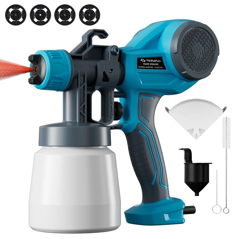 Paint Sprayer Tool 800W HVLP Electric Spray Gun, Adjustable Width Knob, 800ml Container, 4 ...
