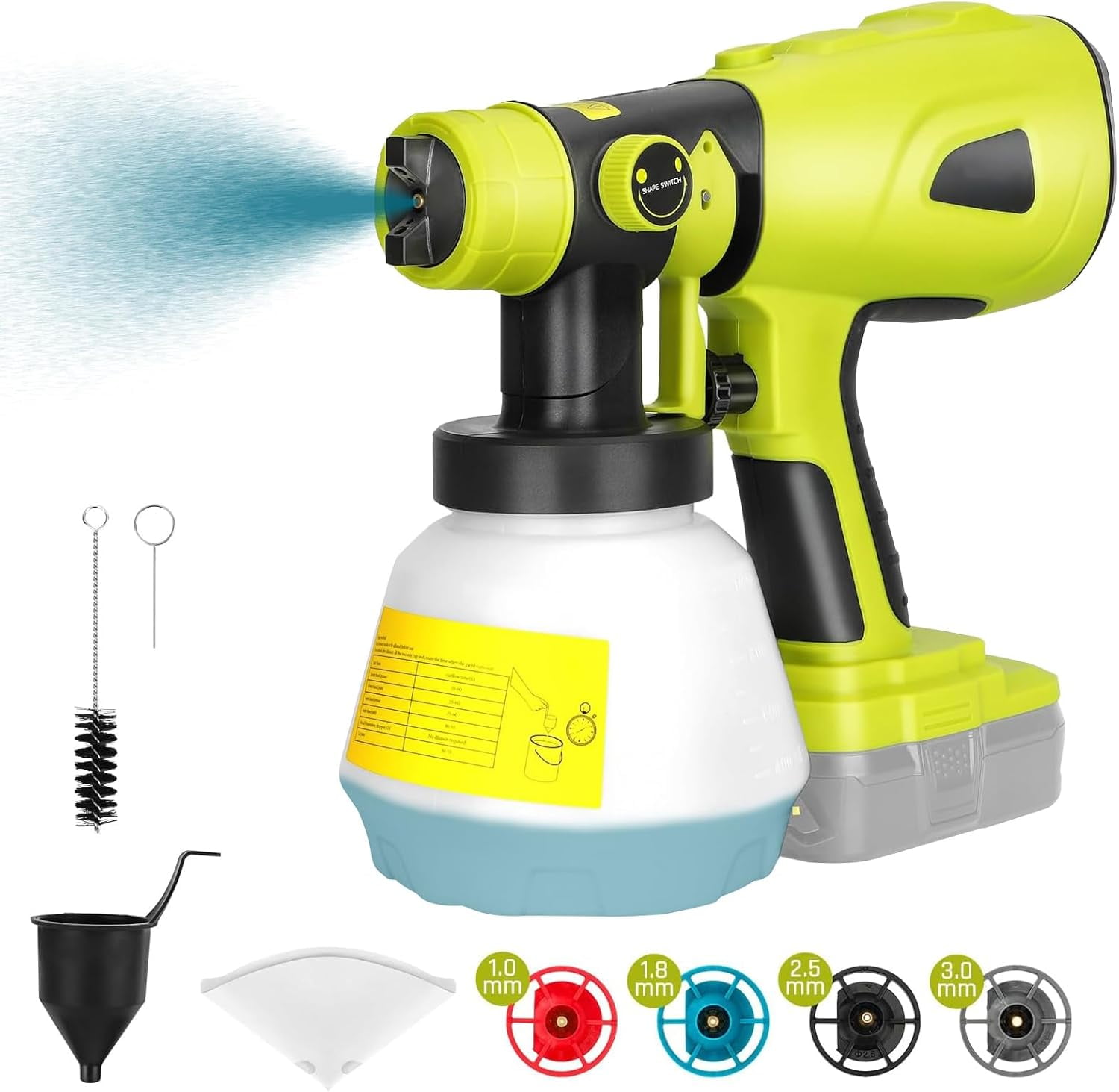Paint Sprayer forRyobi ONE+ 18V Battery，HVLP Paint Sprayer with 1000ML ...
