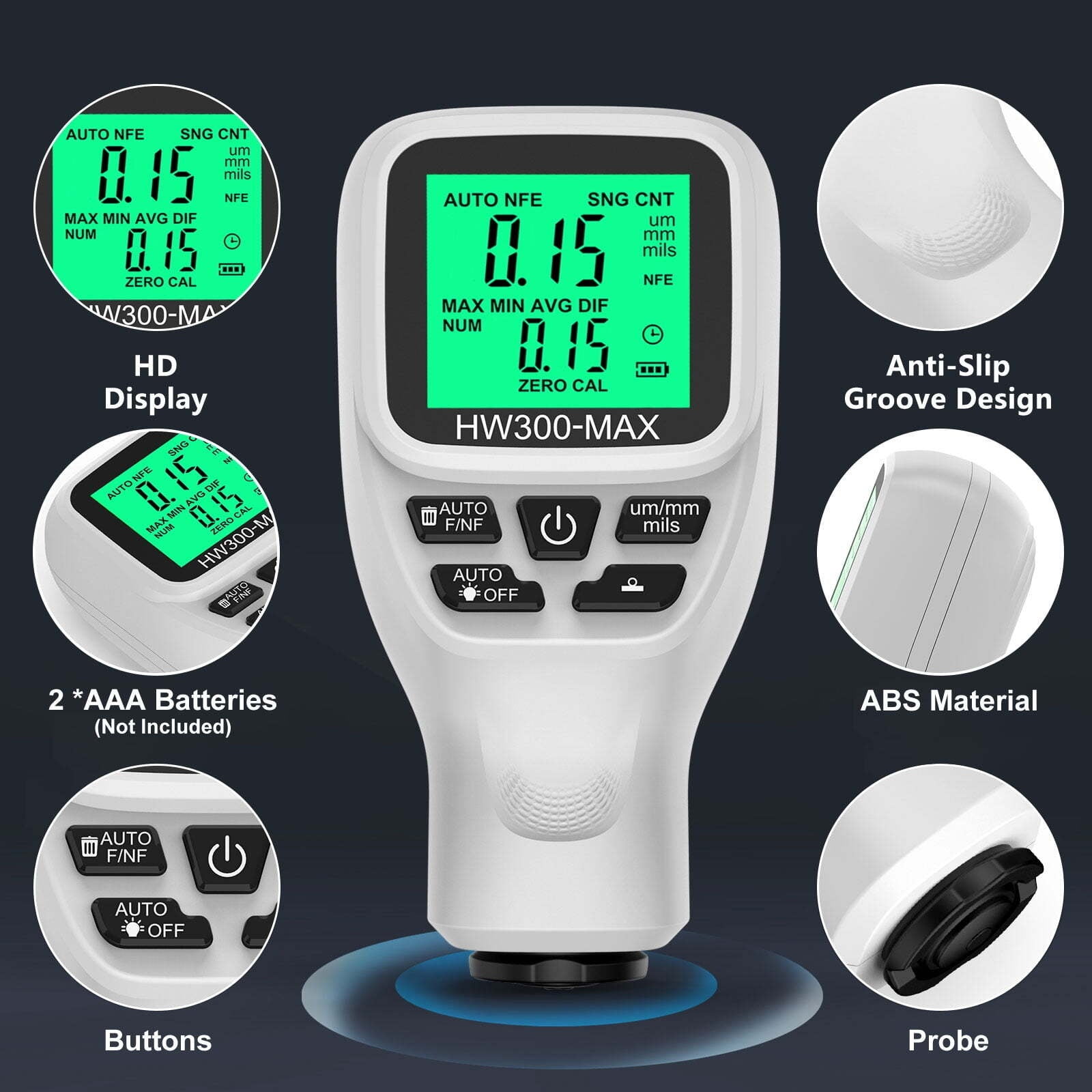 Paint Thickness Gauge Meter Fe/NFe Coating Thickness Gauge Professional ...