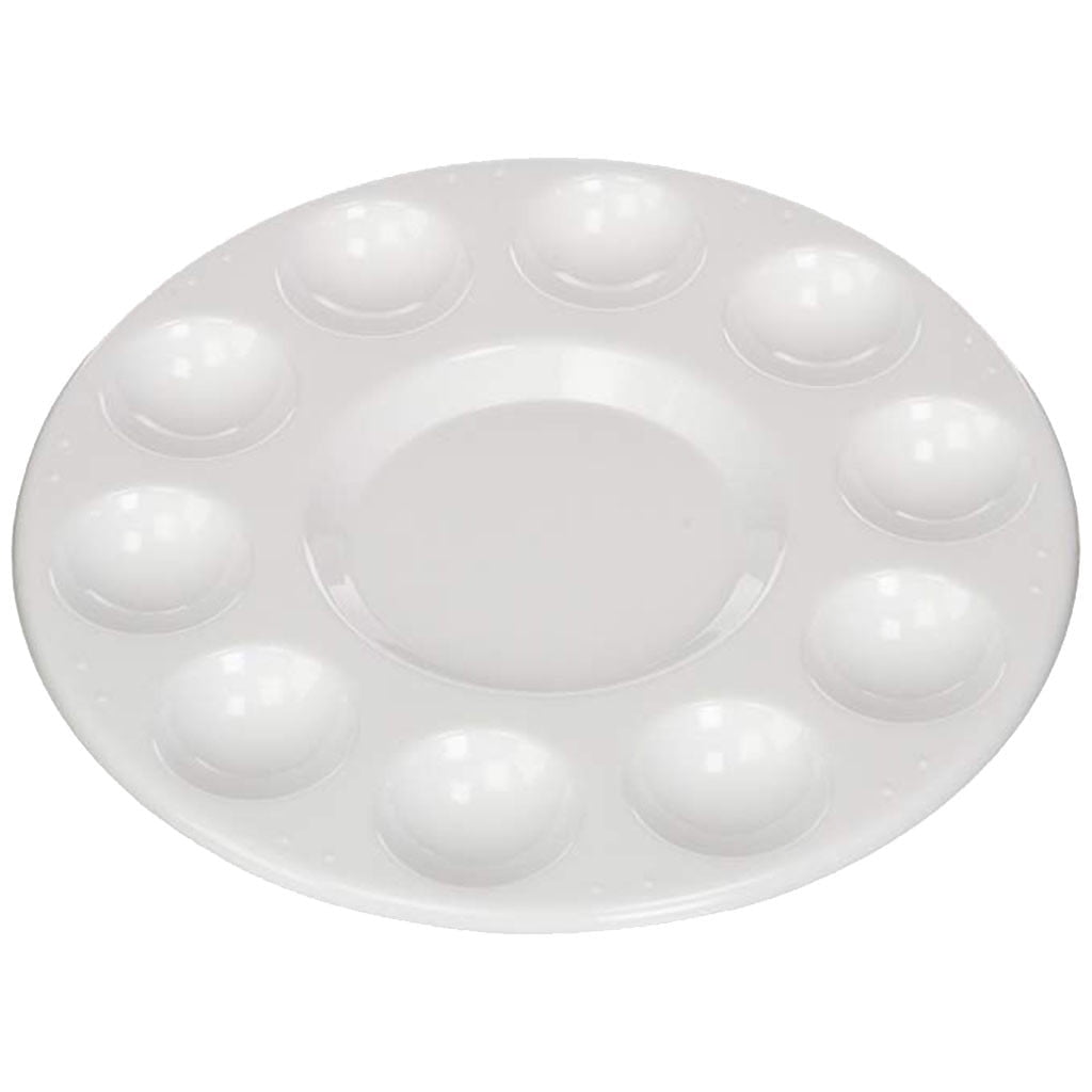 Round Plastic Paint Tray Palette, 10-Well White Color Mixing Tray for ...