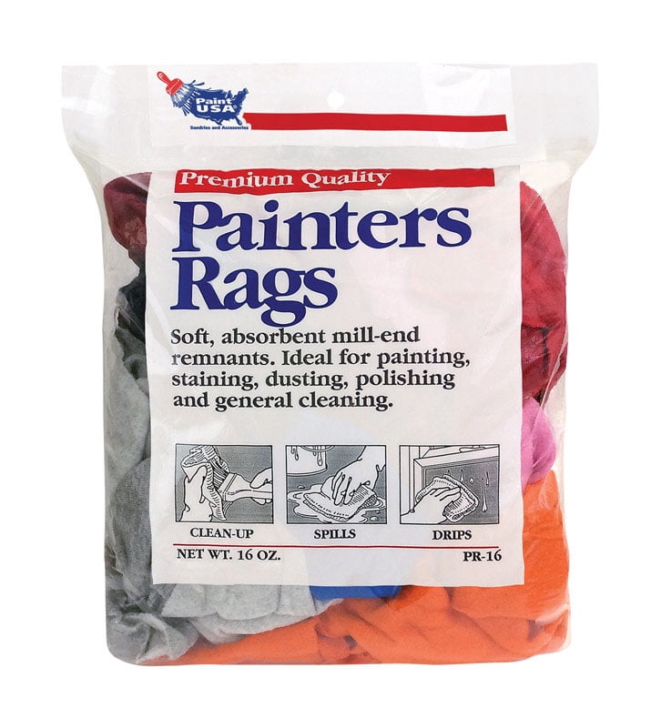 Paint USA Assorted Colors Cotton Knit Cleaning Cloth 16 oz 16 pk ...