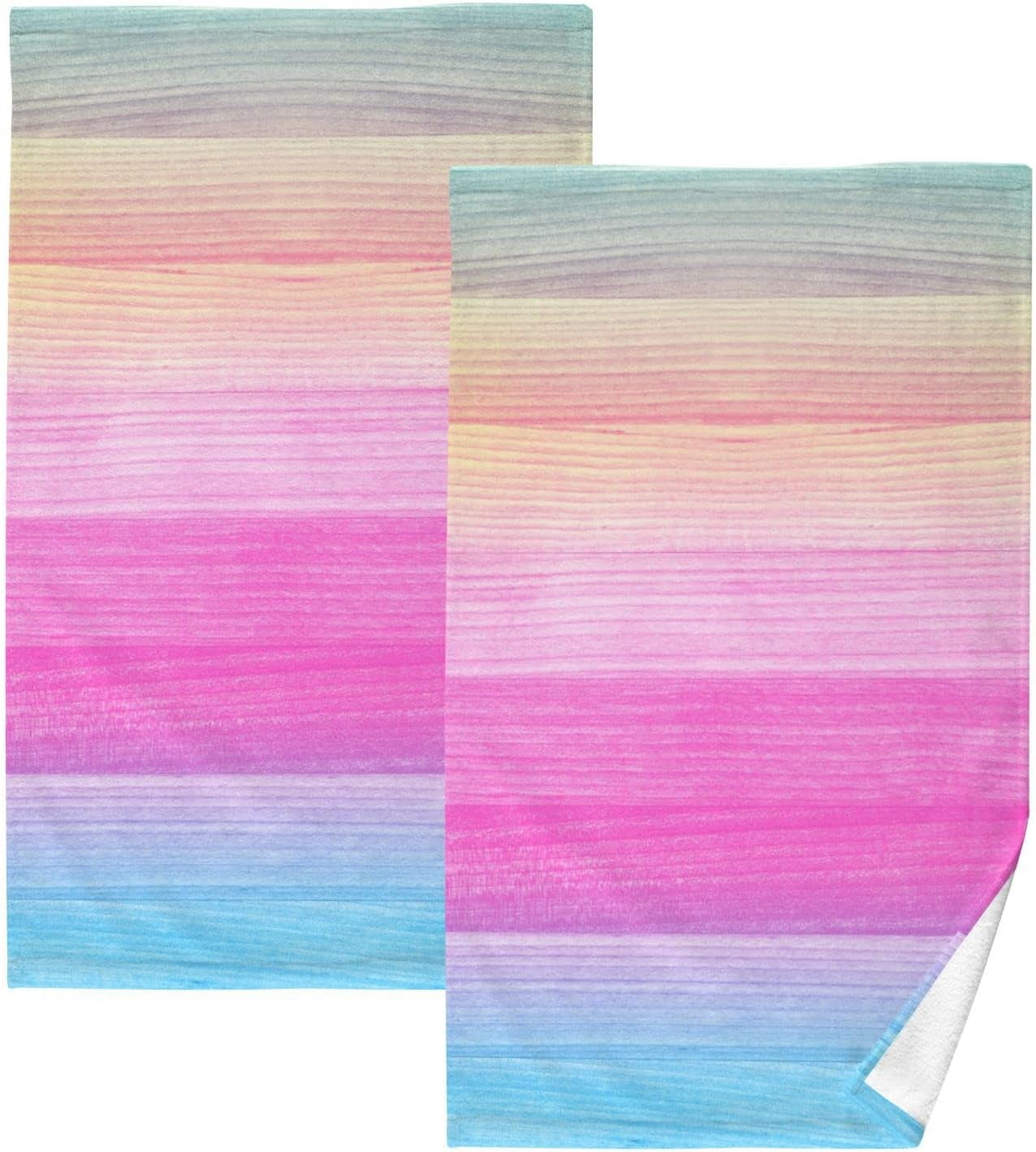 Paint Wood Rainbow Color Towels 2 Piece Washcloth Hand Towels, Highly ...