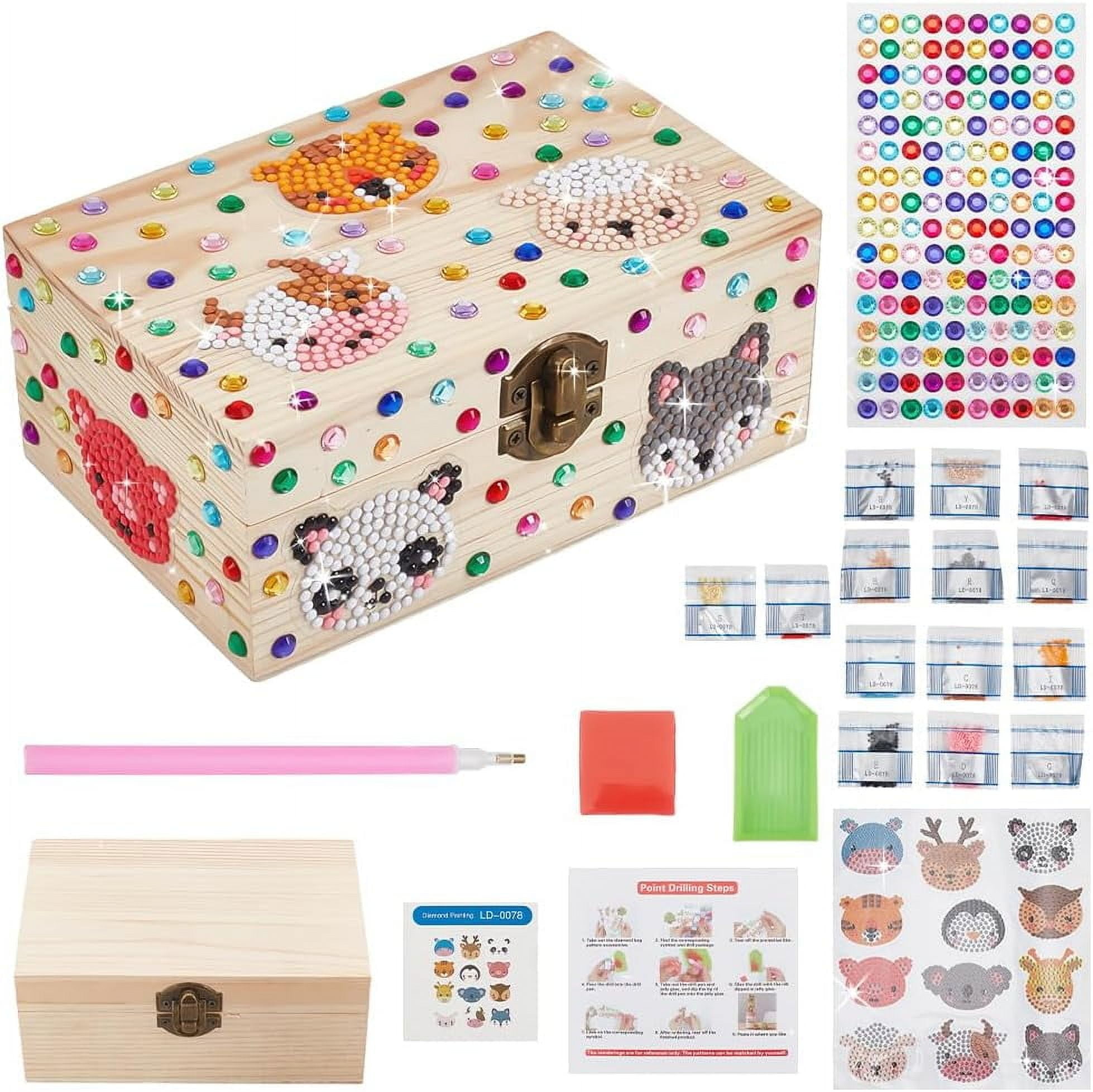 Paint Your Own Wooden Jewelry Box Animal Diamond Painting Kit Decorate ...