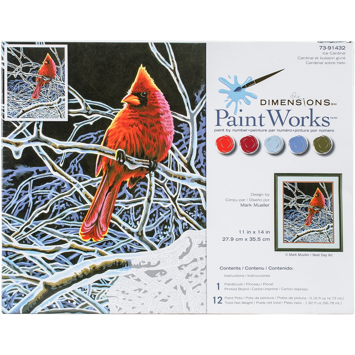Paint Works Paint By Number Kit 11"X14"-Ice Cardinal - Walmart.com