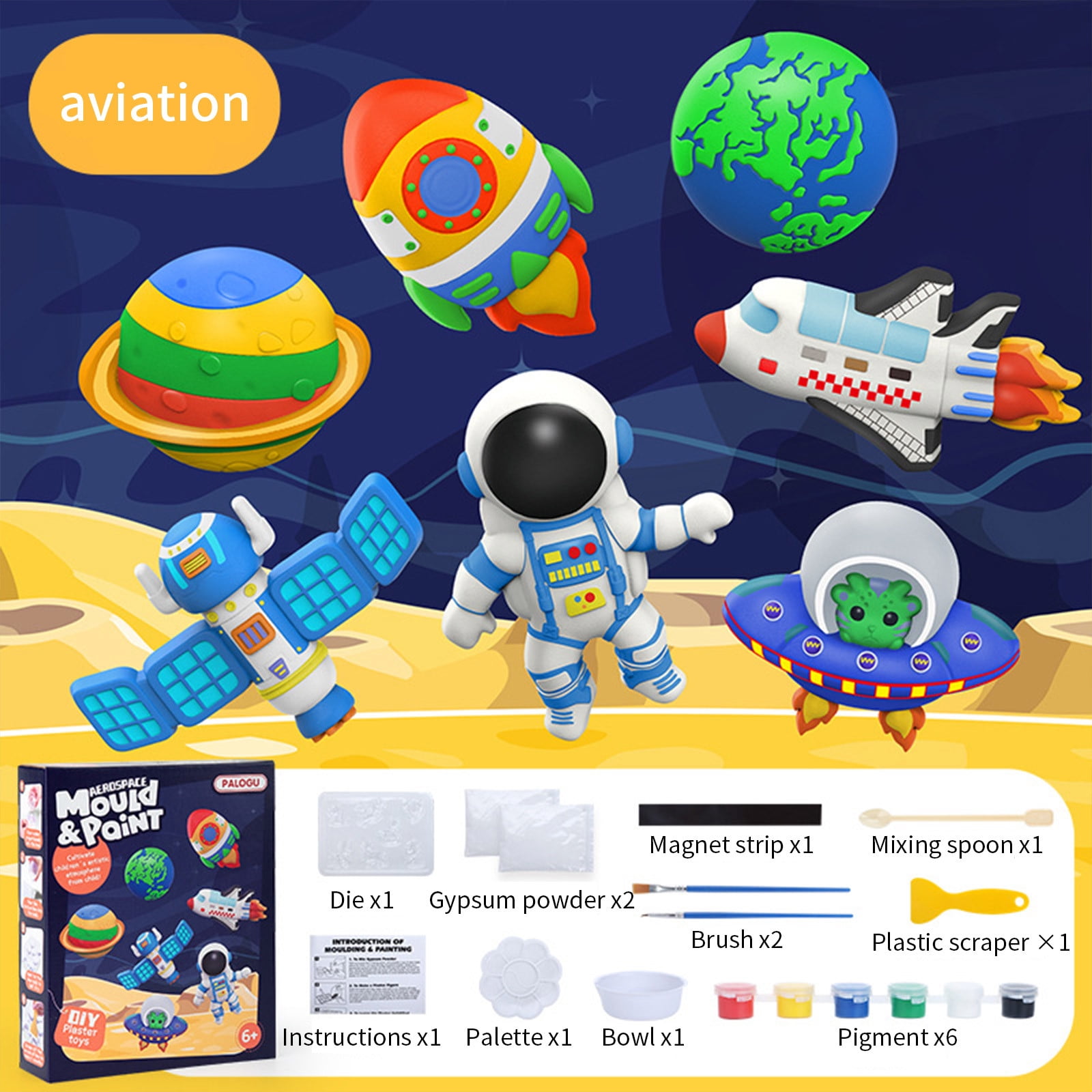 Paint Your Own Plaster Figurines Kit for Kids–DIY Space,Dinosaur ...