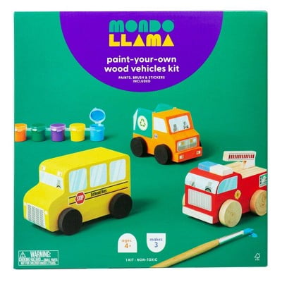 Paint-Your-Own Wooden Vehicles DIY Art Kit with Stickers & Acrylic ...