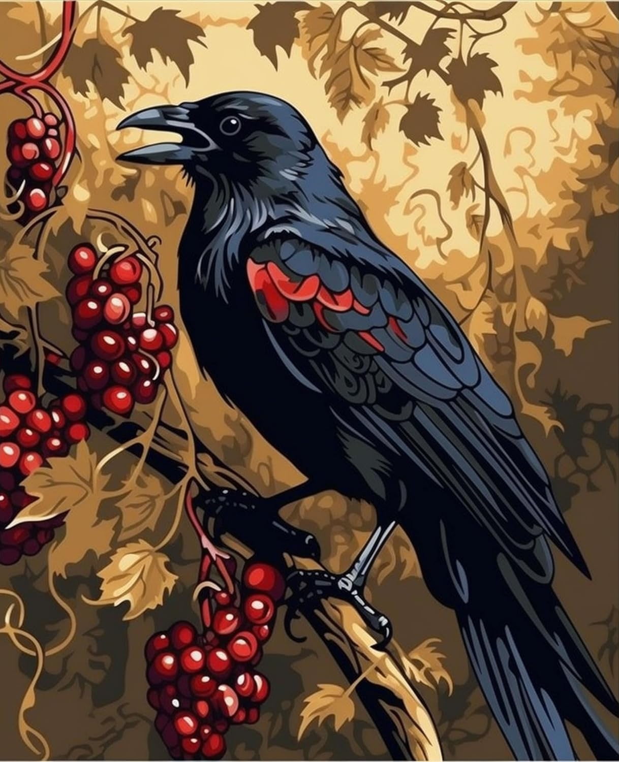 Paint by Numbers for Adults - Crow(3) - Drawing Paintwork DIY Paint by ...