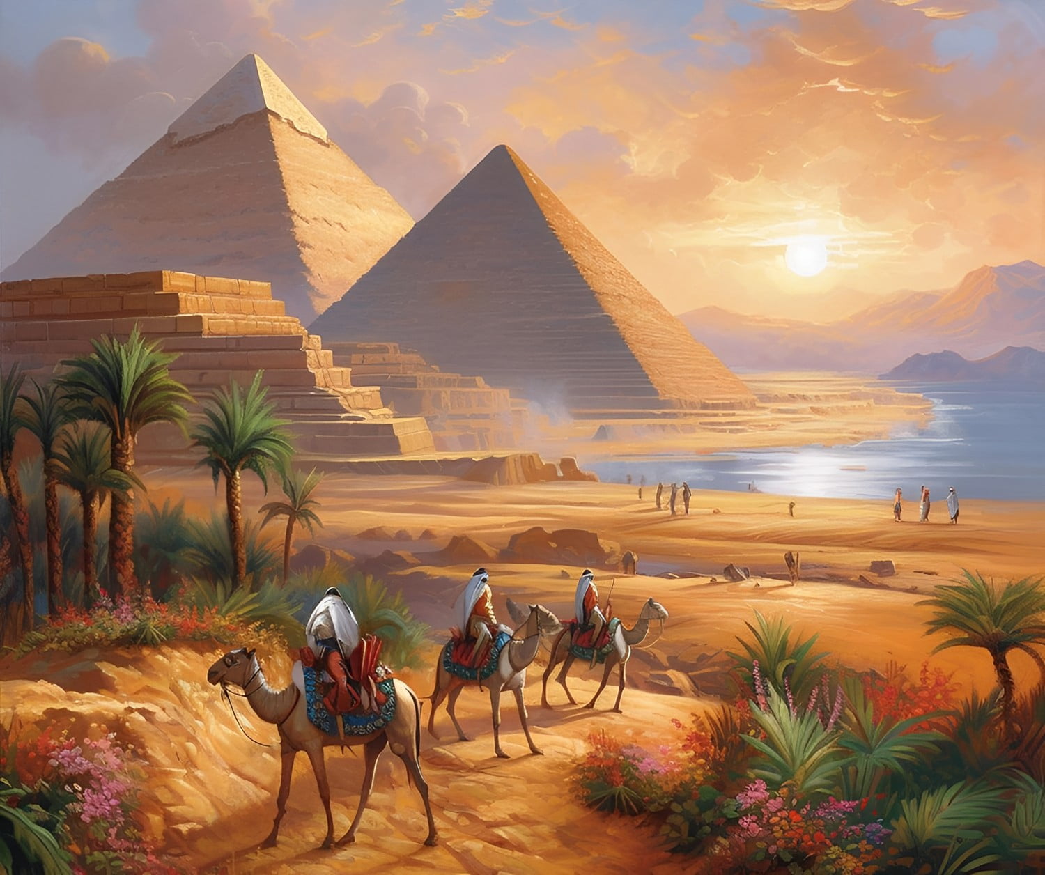 Paint by Numbers for Adults-Egyptian Pyramids- Drawing Paintwork DIY ...