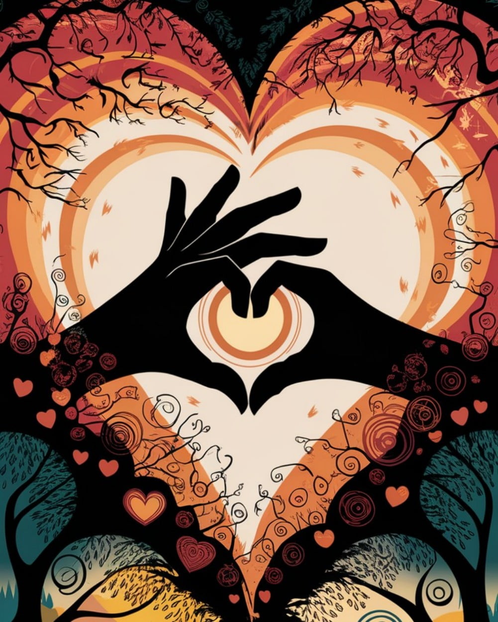 Paint by Numbers for Adults -Heart Forest - Drawing Paintwork DIY Paint ...