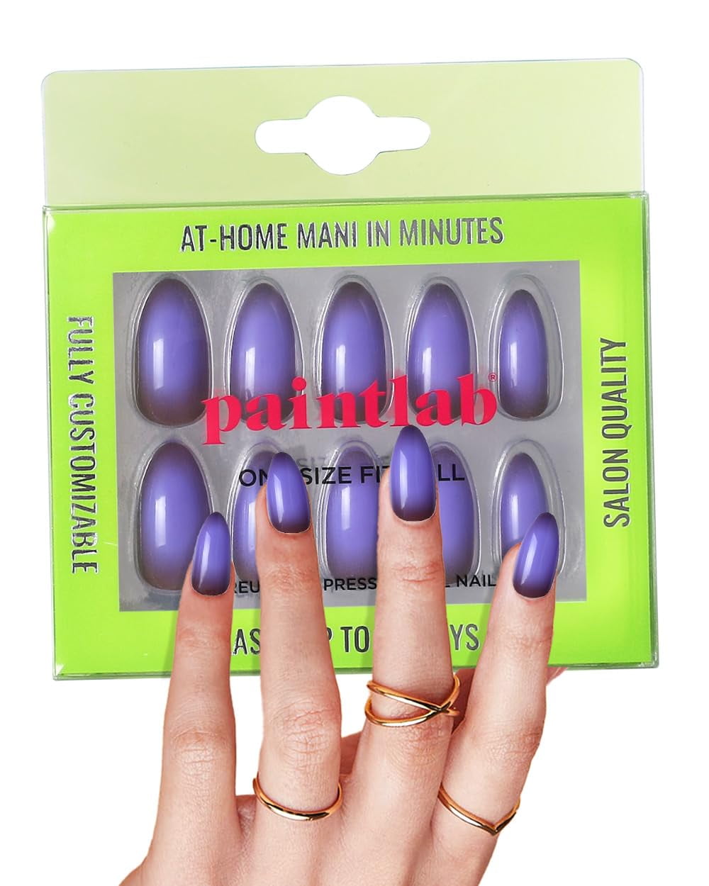 PaintLab Press-On Nails Manicure Kit, 444 Aura Almond, 24-Piece Set ...