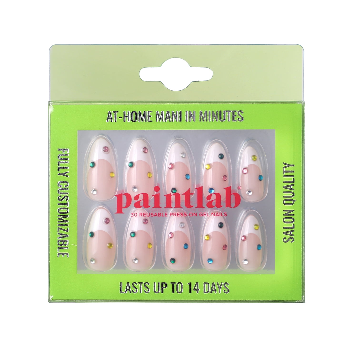 PaintLab Reusable Gel Press on Nail Art Kit, Almond Shape, Bejeweled ...