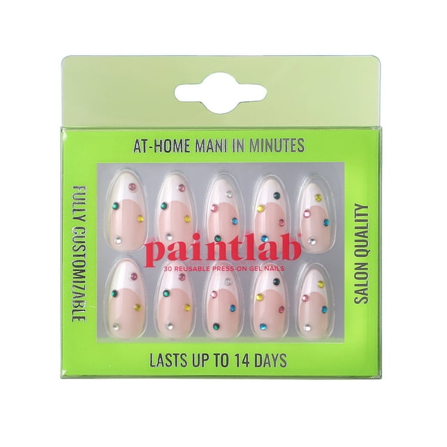 PaintLab Reusable Gel Press on Nail Art Kit, Almond Shape, Bejeweled, 30 Count - Walmart.com
