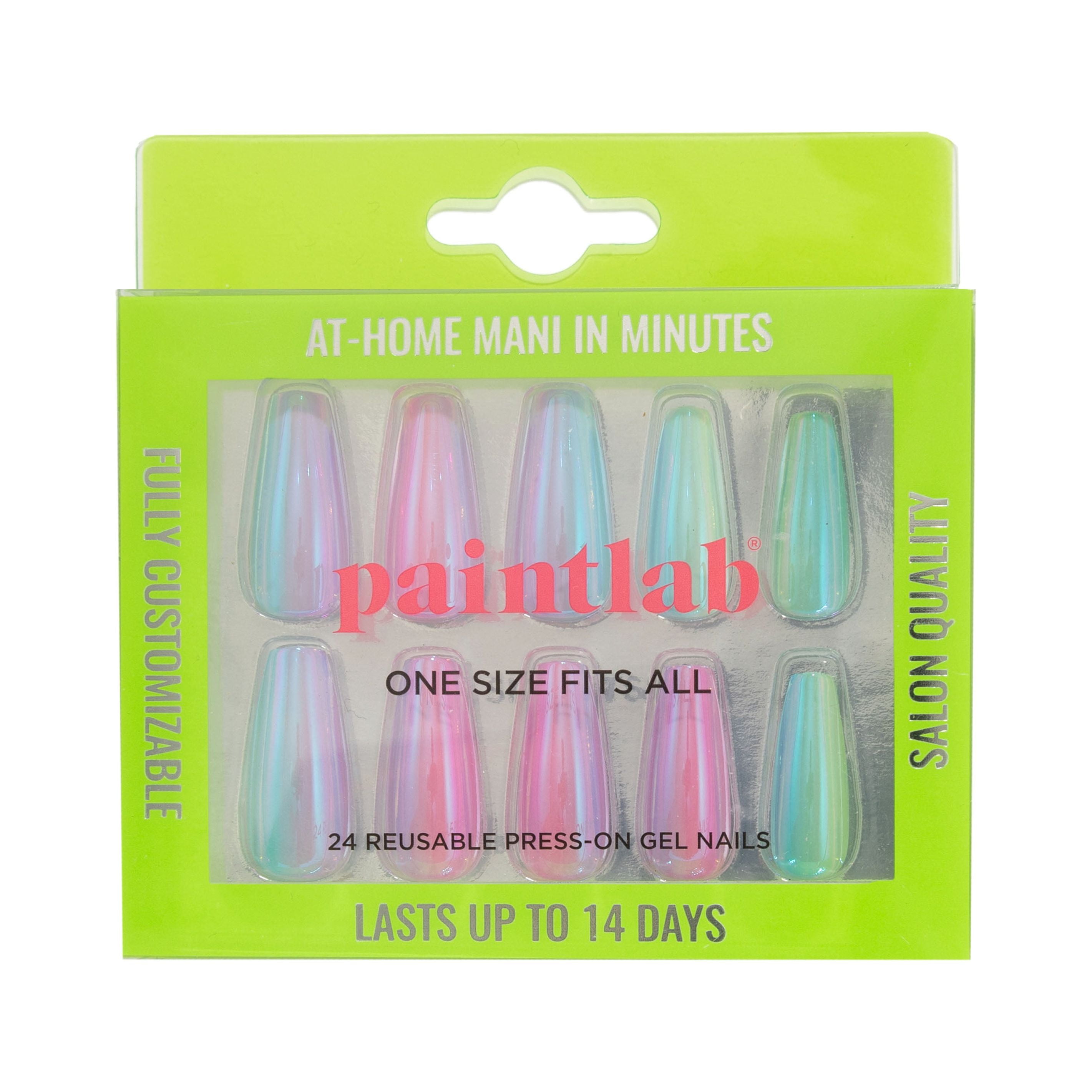 PaintLab Reusable Gel Press on Nails Kit, Sleek Coffin Shape, Check You ...