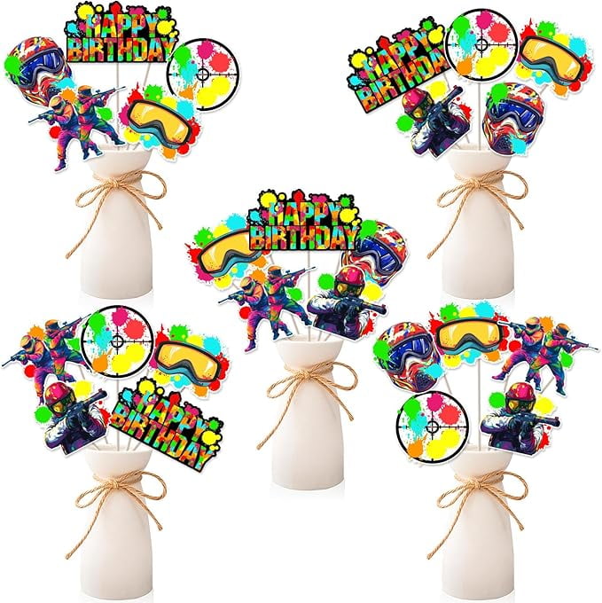 Paintball Birthday Party Decorations - 24PCS Happy Birthday Centerpiece ...