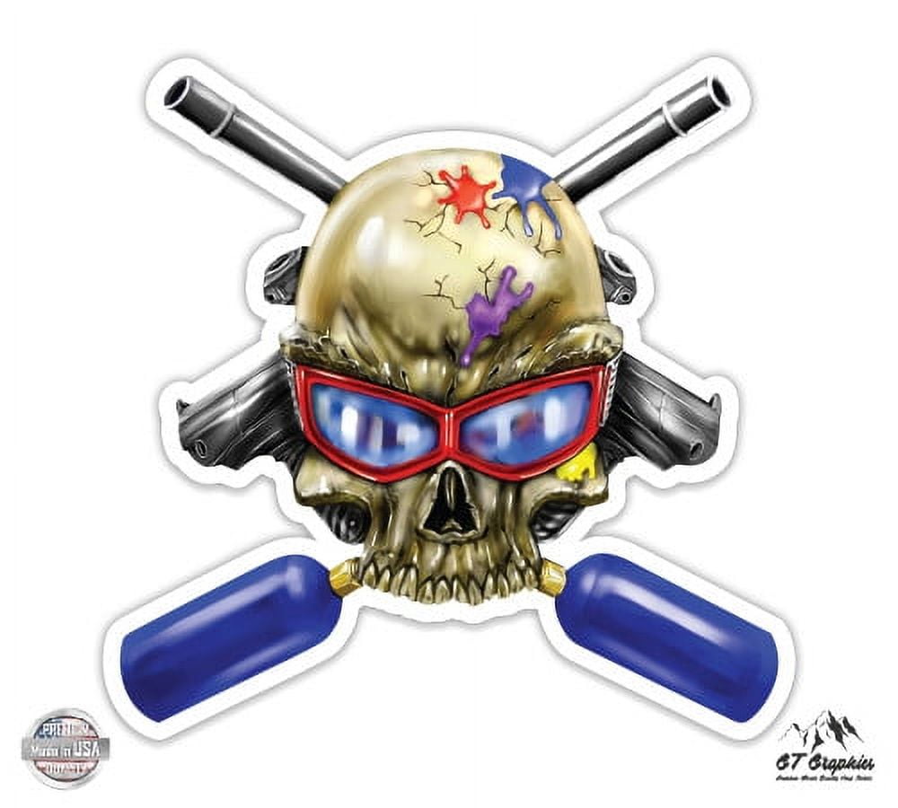 Paintball Skull - 5" Vinyl Sticker - For Car Laptop I-Pad - Waterproof ...