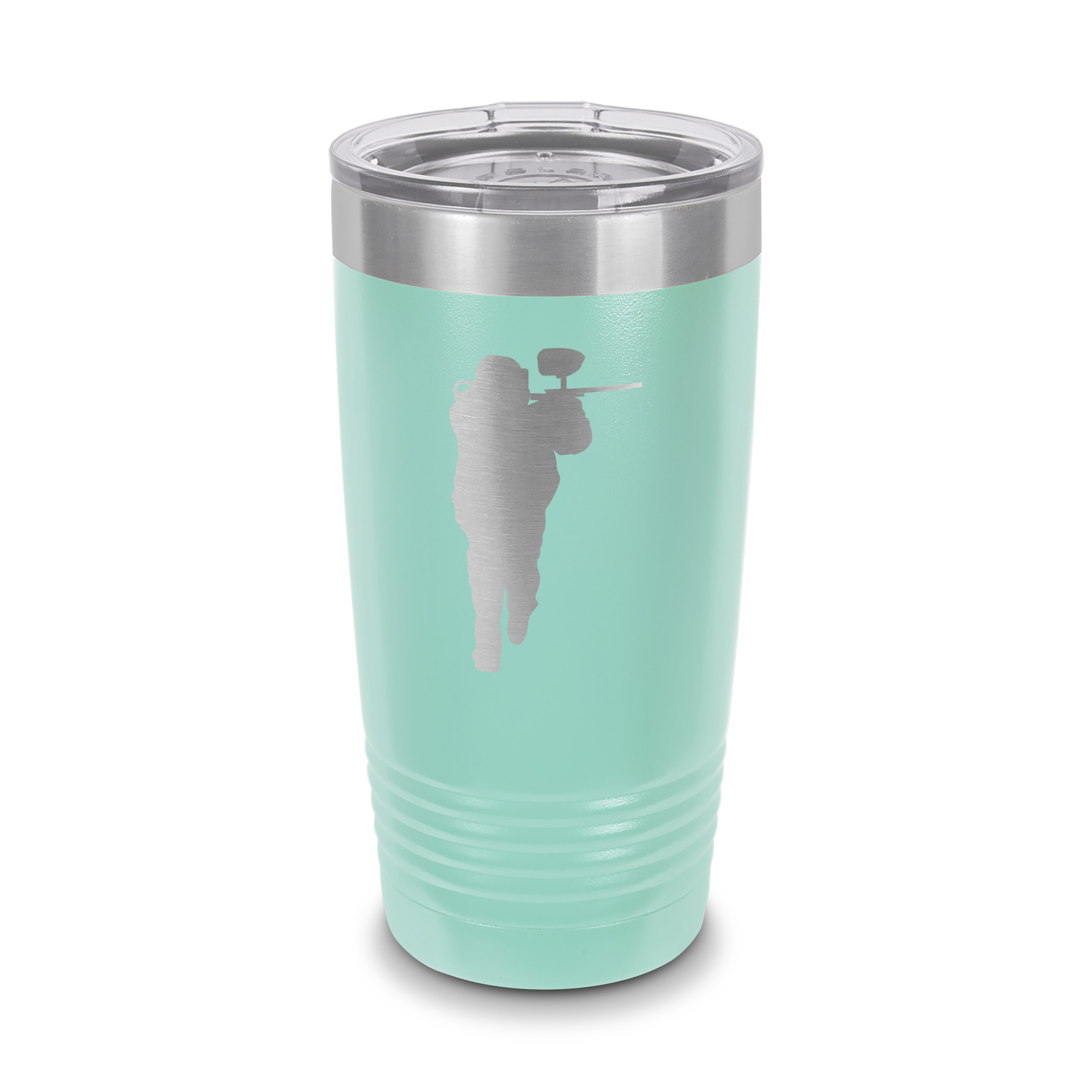 Paintball Tumbler 20 oz - Laser Engraved w/ Clear Lid - Stainless Steel ...