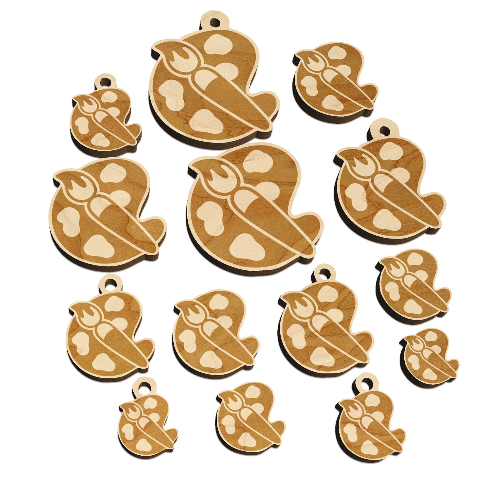 Paintbrush Artist Paint Palette Art Wood Mini Charms Shapes DIY Craft ...