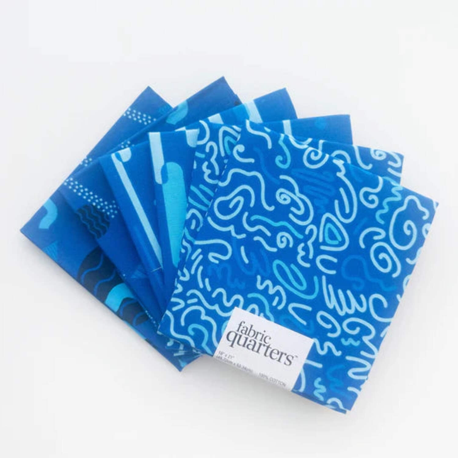 Paintbrush Studio 6 Fat Quarters - 3 Prints x 2 of Each Aqua Squiggles ...