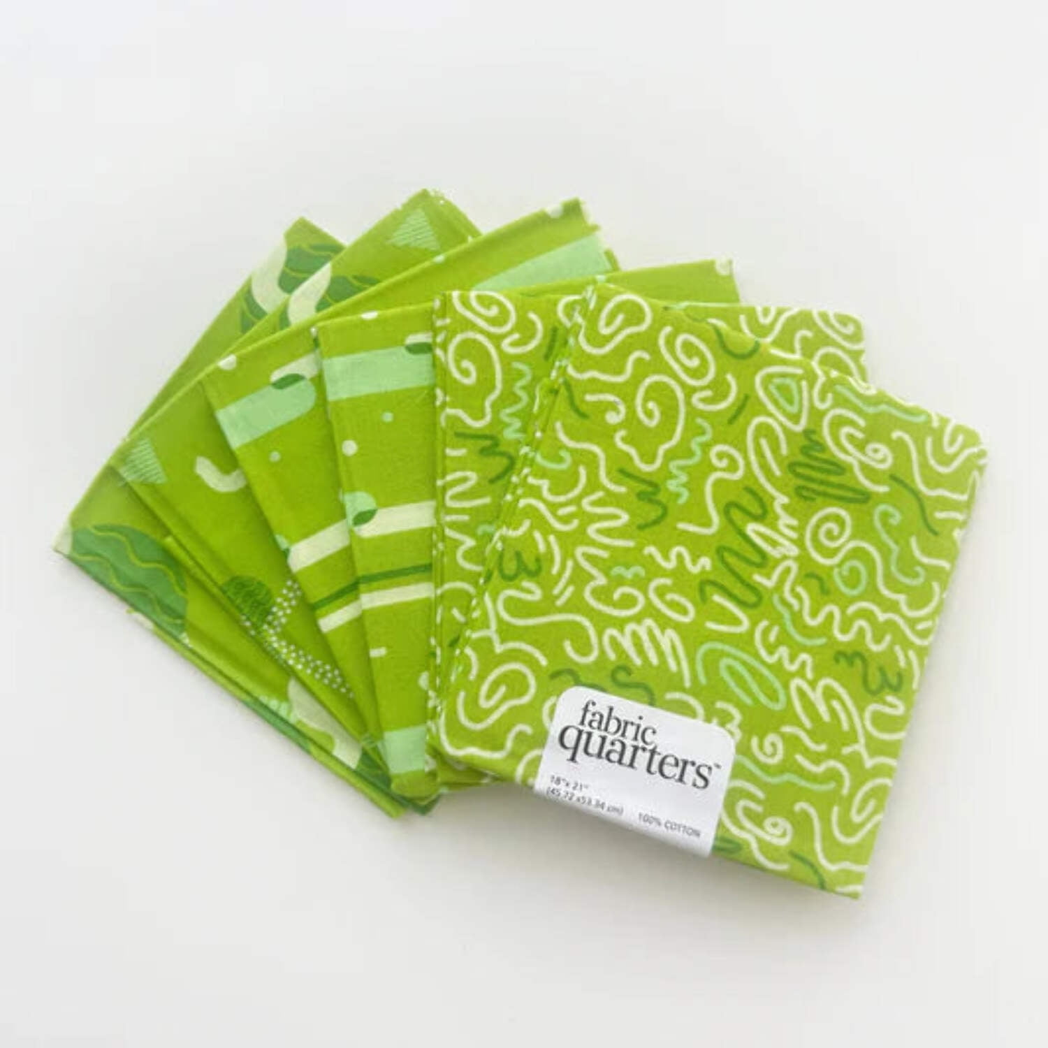 Paintbrush Studio 6 Fat Quarters - 3 Prints x 2 of Each Green Squiggles ...