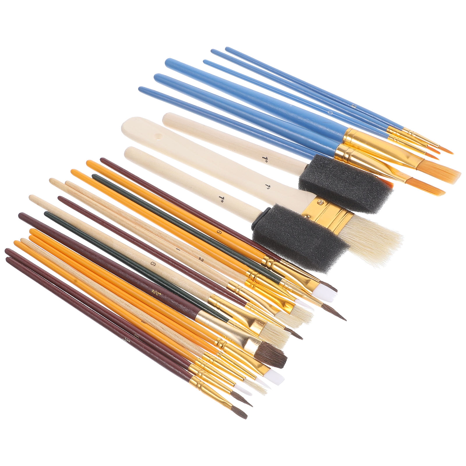 Paintbrushes Oil 25 Pcs Ergonomic Watercolor Painting Set Wooden ...