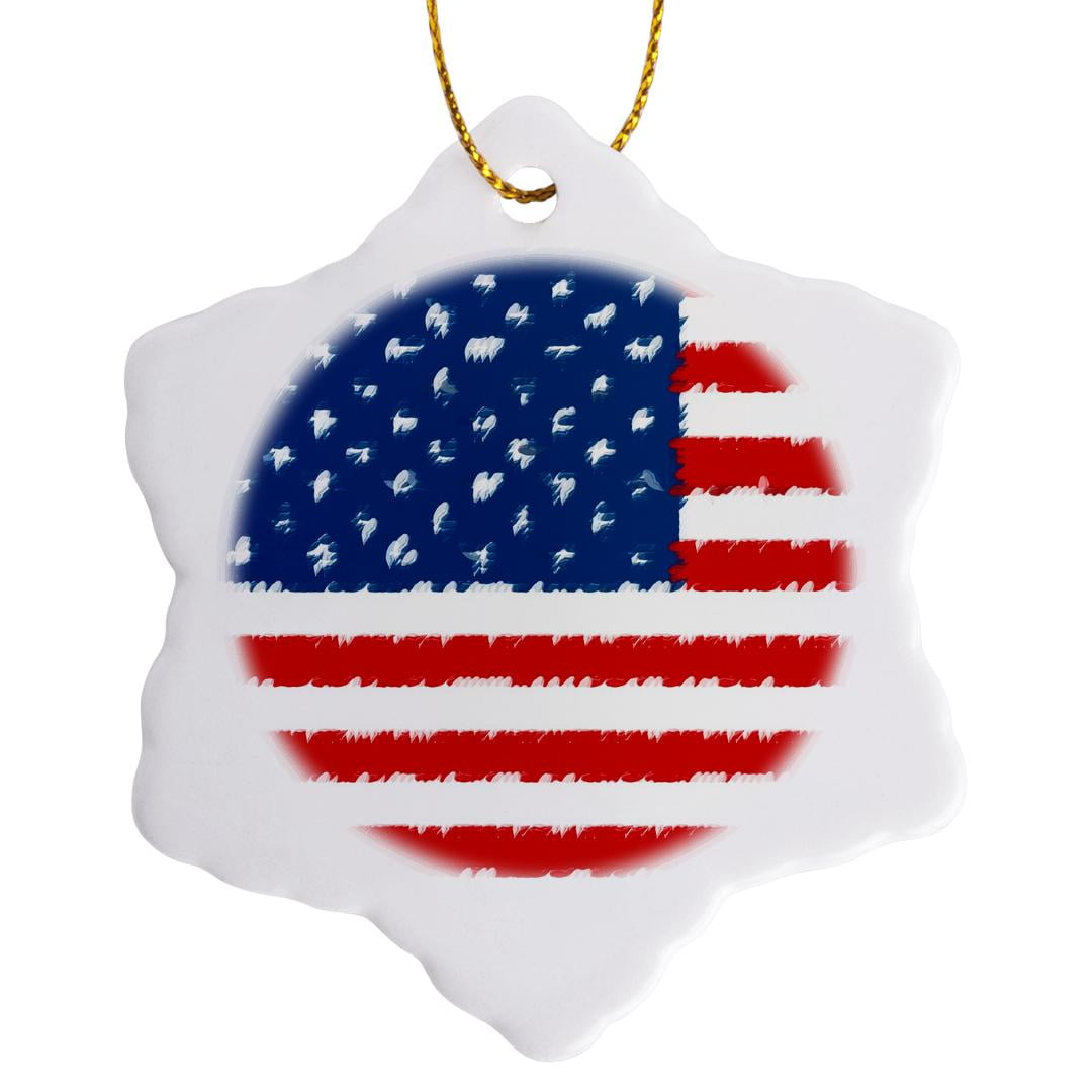 3drose, Painted American Flag- Patriotic Art- Usa, 3 inch Snowflake ...