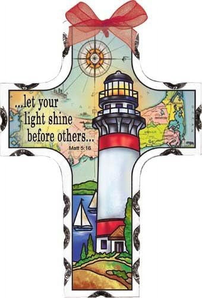 Painted Art Glass Cross Lighthouse Let Your Light Shine - Walmart.com