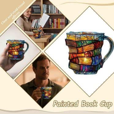 Painted Book Mug - Novelty 3d Painted Books Coffee Mug, 11oz Novelty ...
