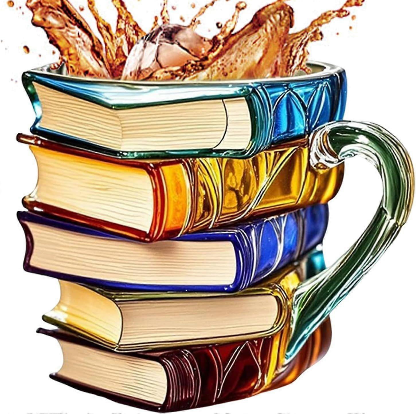 Painted Book Mug, 3D Painted Books Coffee Mug for Hot Or Cold Brews ...