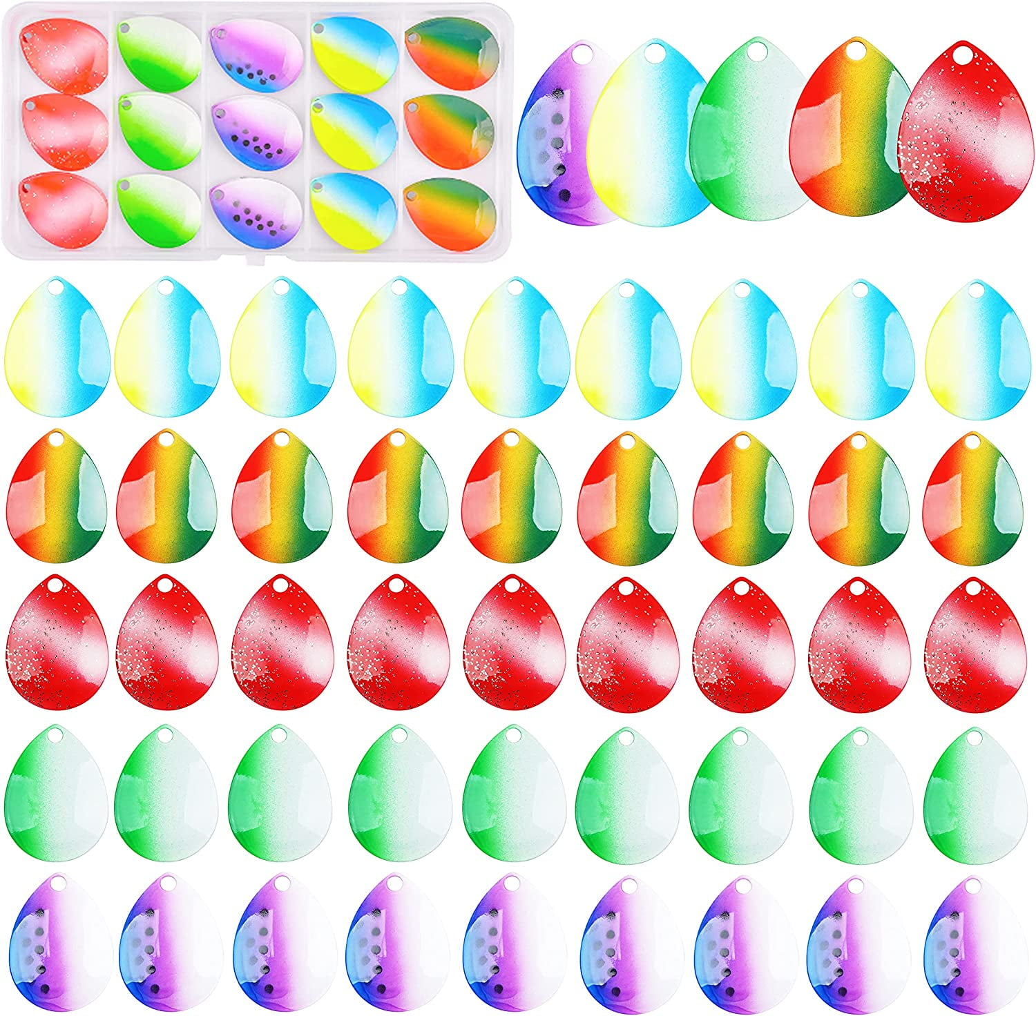 Painted Colorado Spinner Blades for Lure Making, 50Pcs Colorful Fishing ...