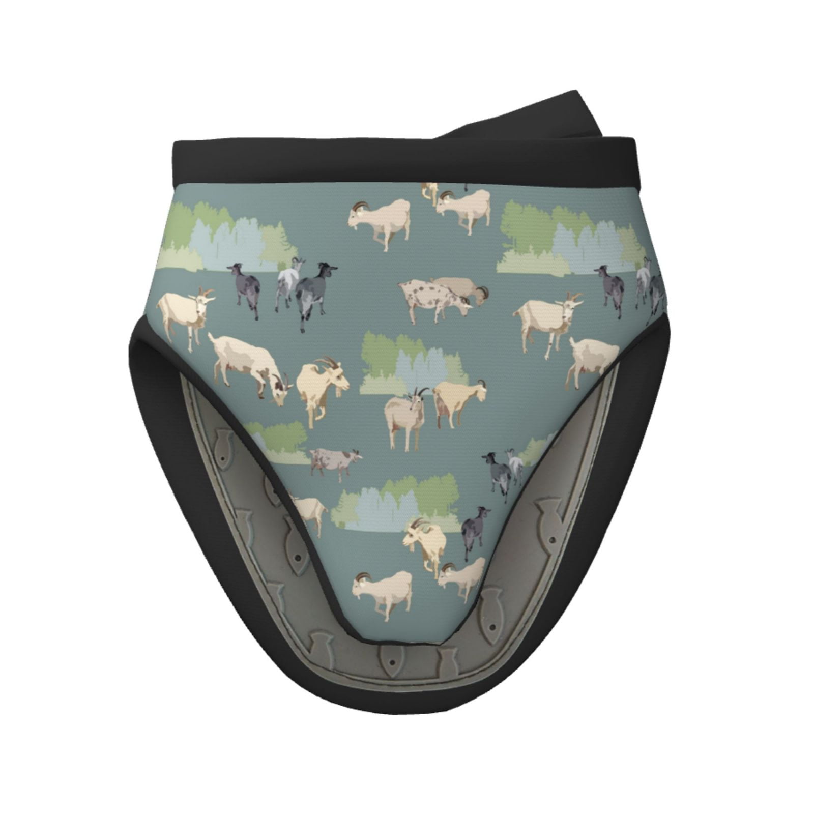 Painted Cute Goat Green Oven Mitts Heat Resistant, Soft Lining Silicone ...