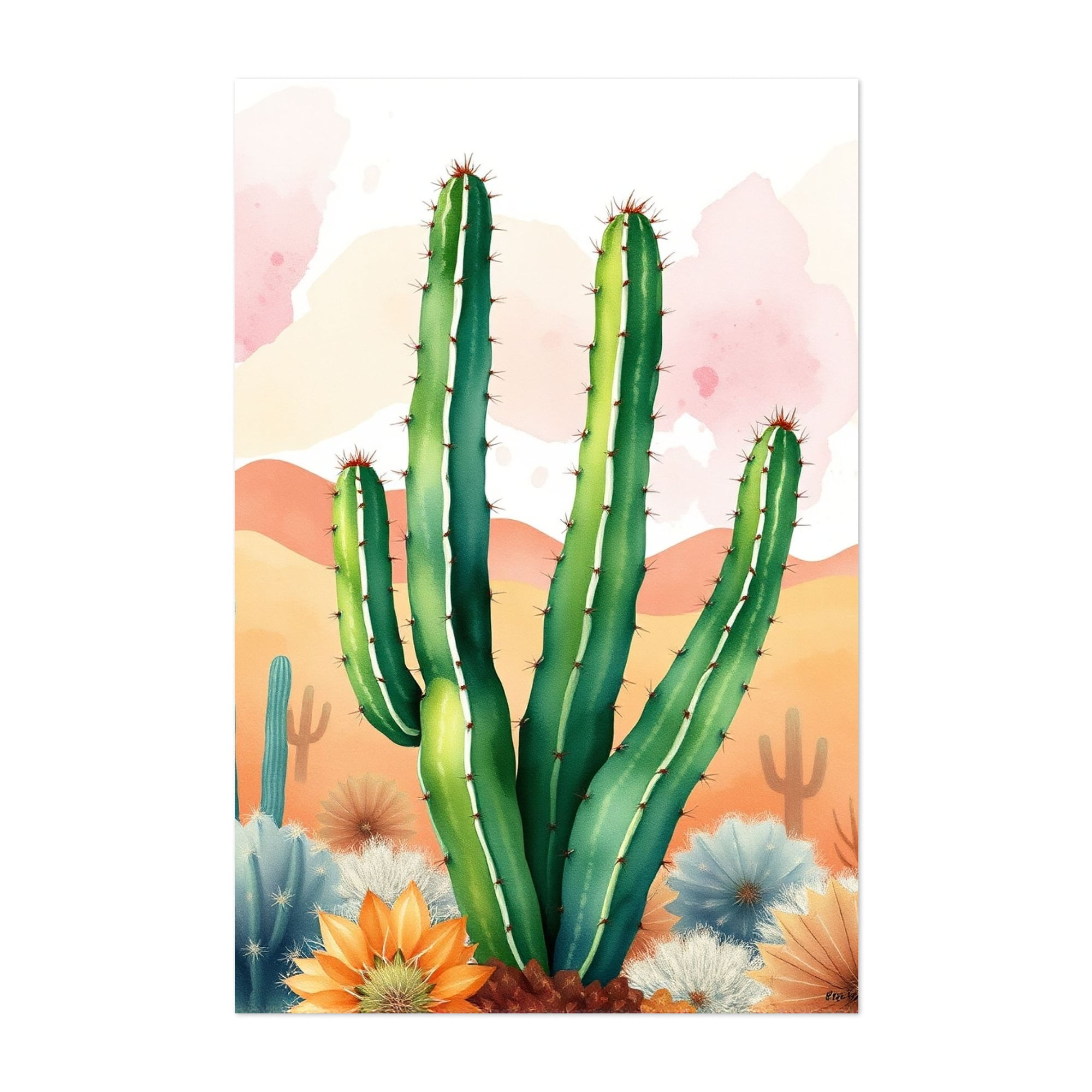 Painted Desert Blooms - India Digital Art Cactus Desert Nature Floral ...