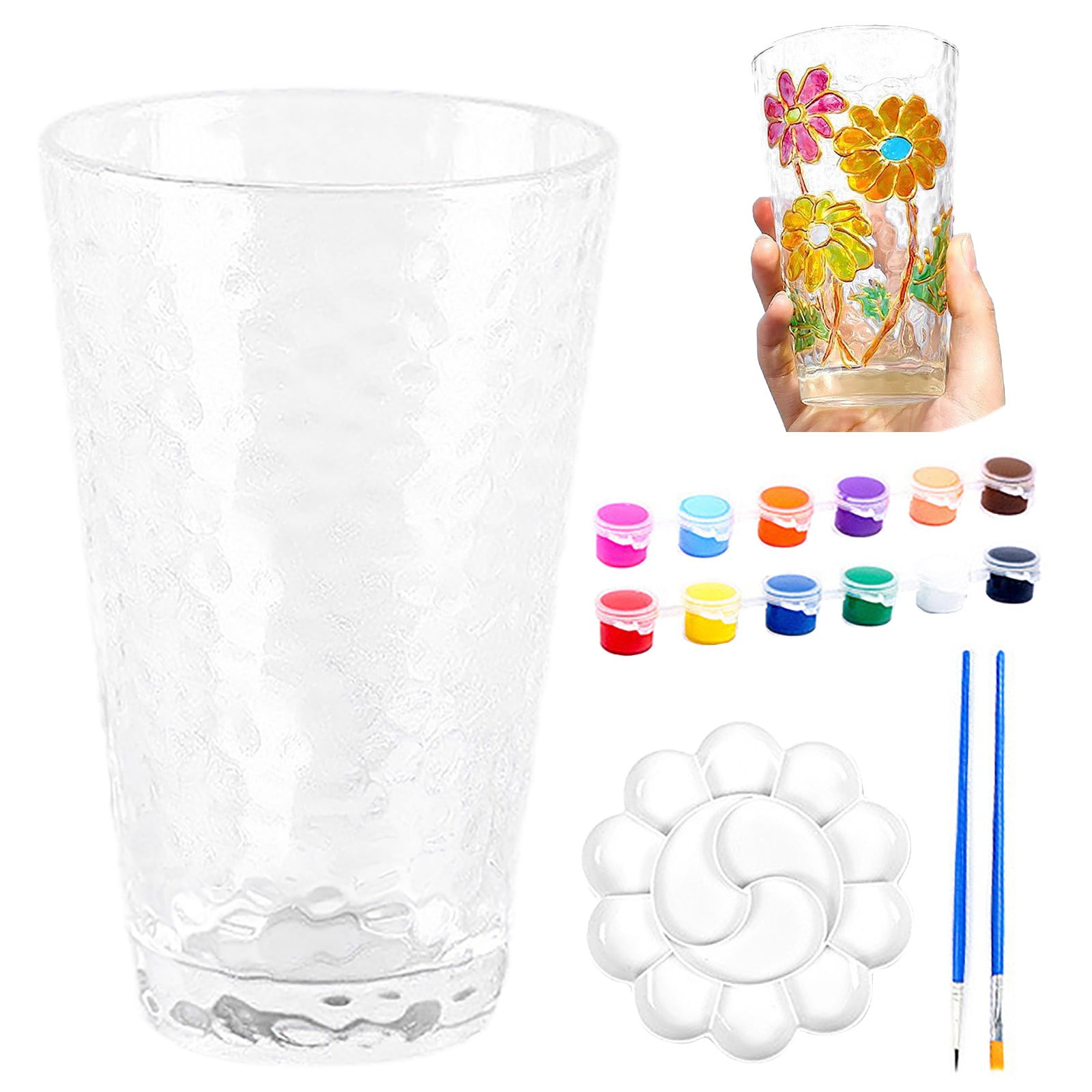 Painted Glass DIY Painting Set Hand Painted Colorful Flower Glass Glass ...