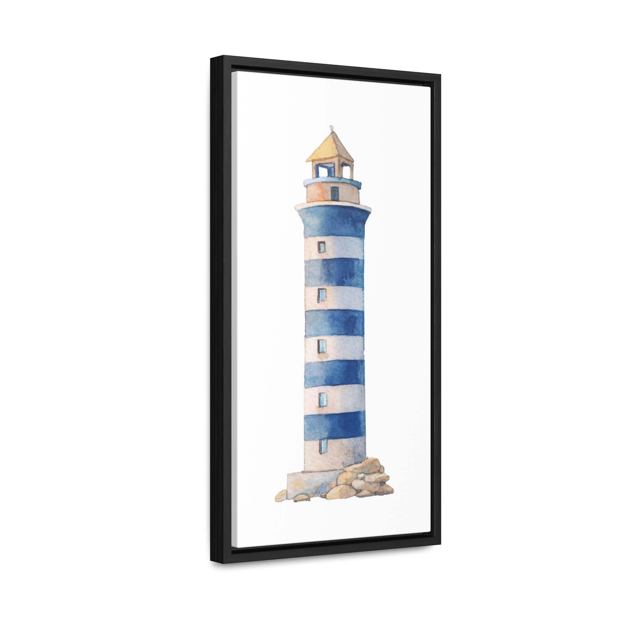 Painted Lighthouse Decor, Beach House Style Framed Canvas Wall Art ...
