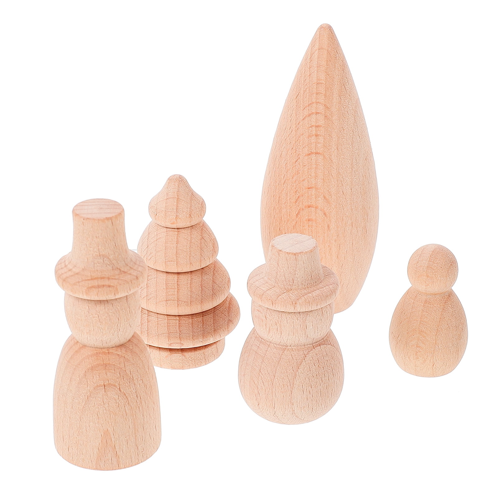 Painted Log Building Blocks 5 Pcs Creative Wooden Toy Kids Painting ...