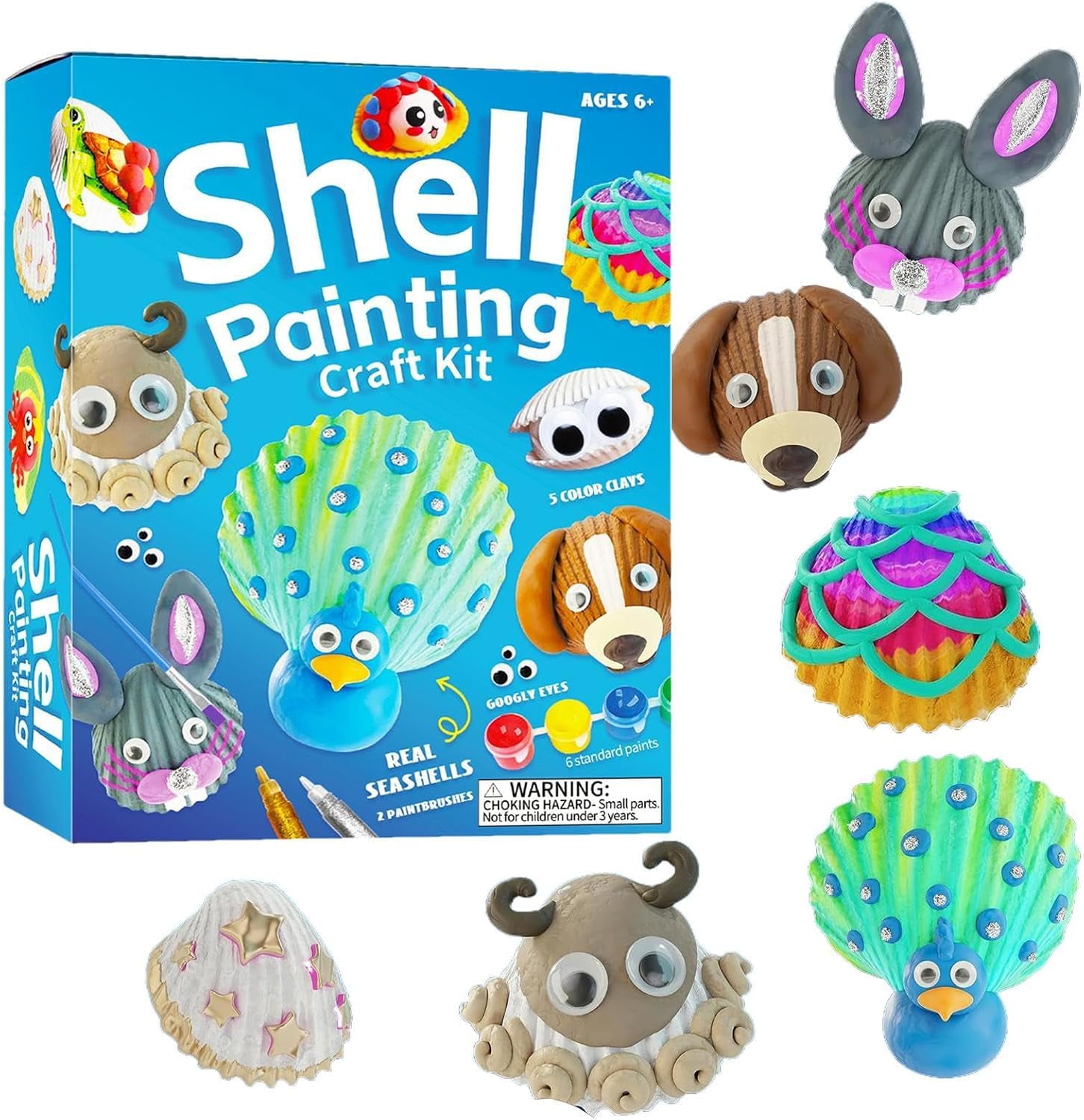 Painted Seashells - Seashell Painting Kit | Fun Beach Crafts Art Set ...