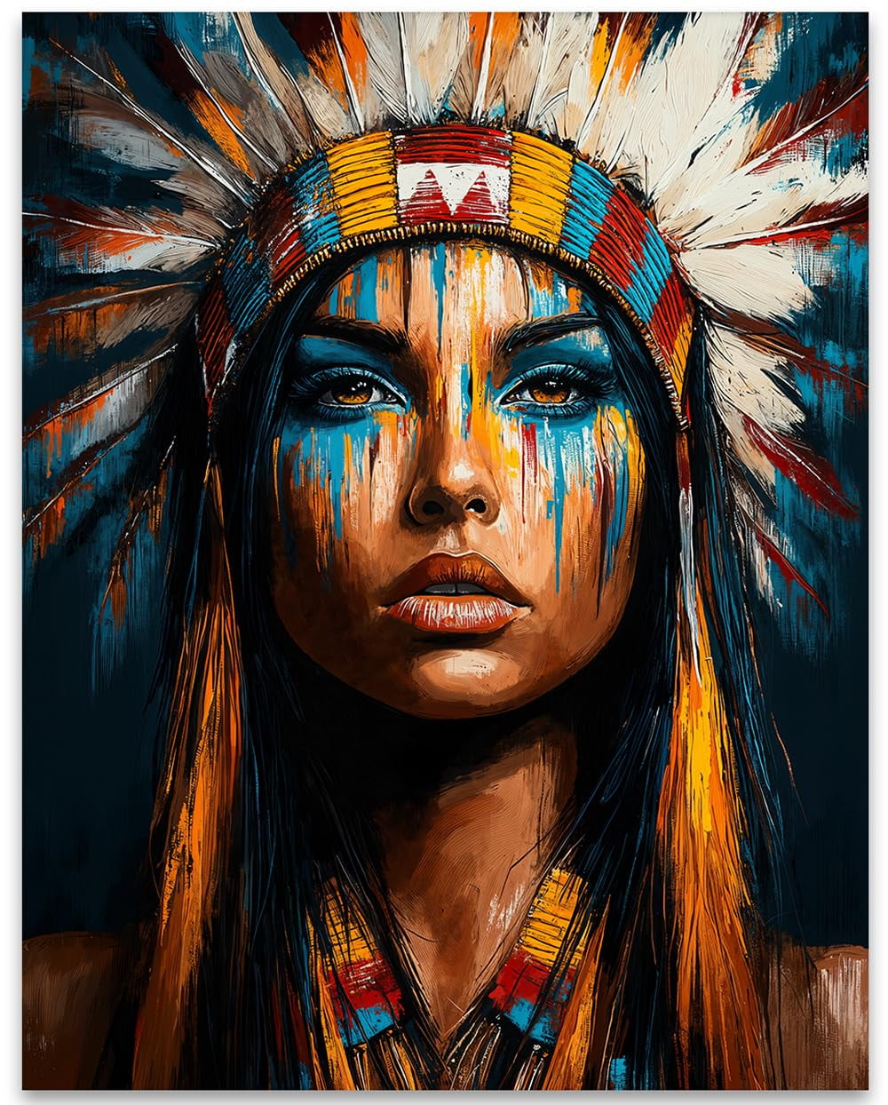Painted Spirit Native American Woman Wall Art 28x36Unframed Poster ...