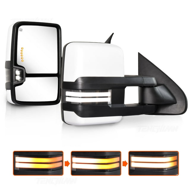 Painted White Towing Mirrors Switchback Lights for 2014-2019 Chevy ...