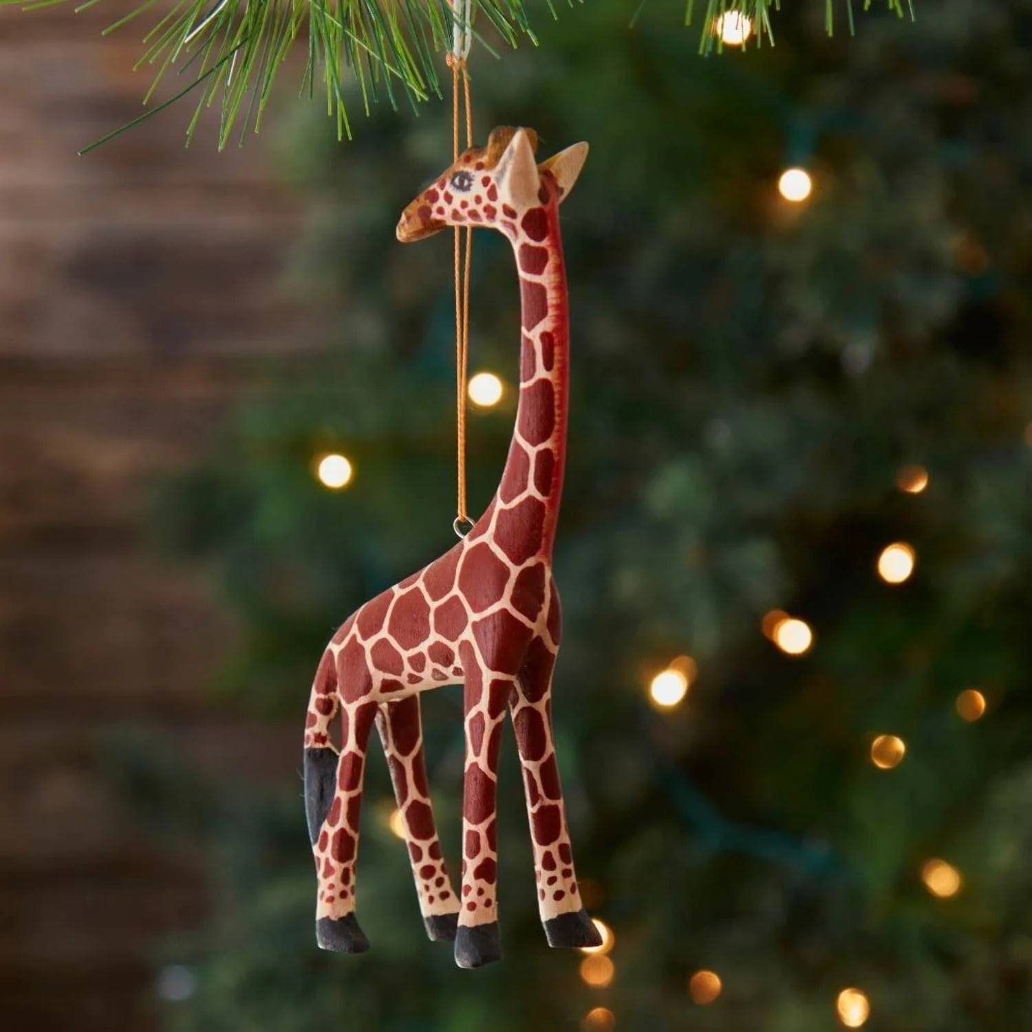 Painted Wood Giraffe Christmas Ornament - Walmart.com