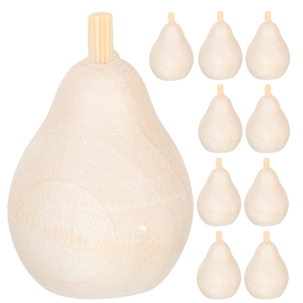 Painted Wooden Pear Crafts Accessories Fruit Fruits DIY Coloring Decors ...