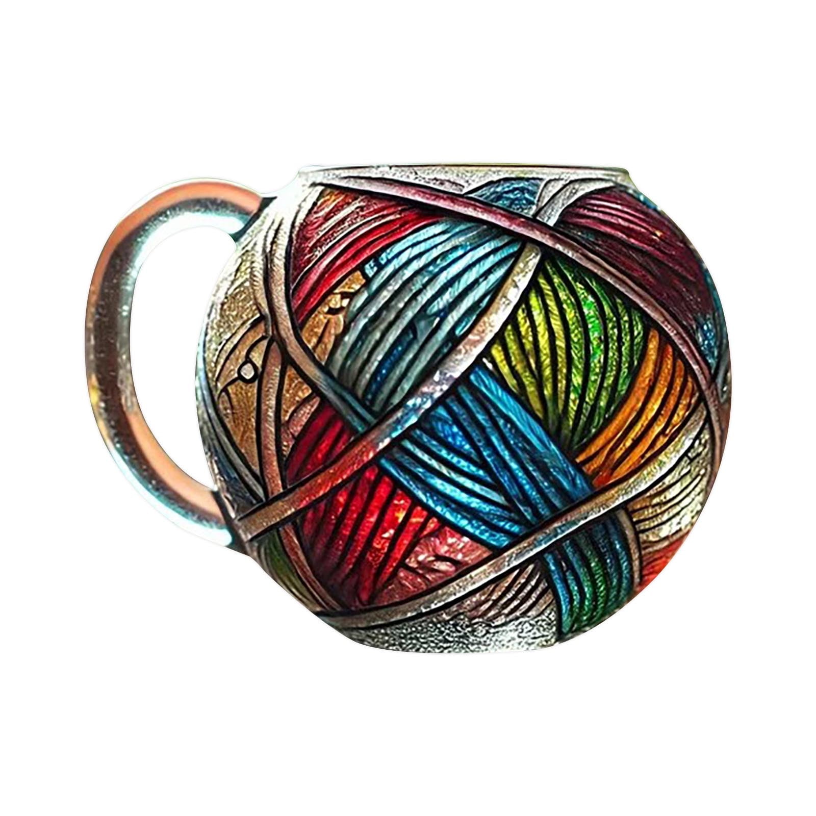 Painted Yarn Ball Mug, Ball Of Yarn Coffee Mug, Novelty Knitting Gifts ...