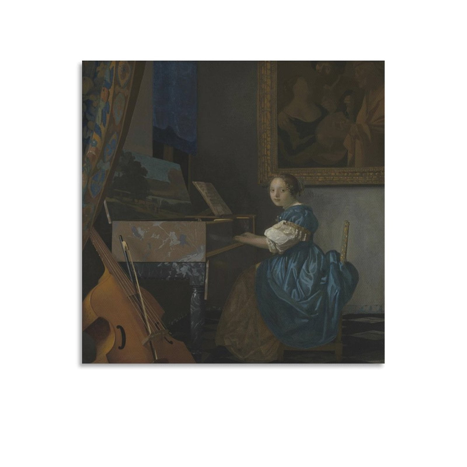Painter Johannes Vermeer Painting Lady Seated at A Virginal Posters ...