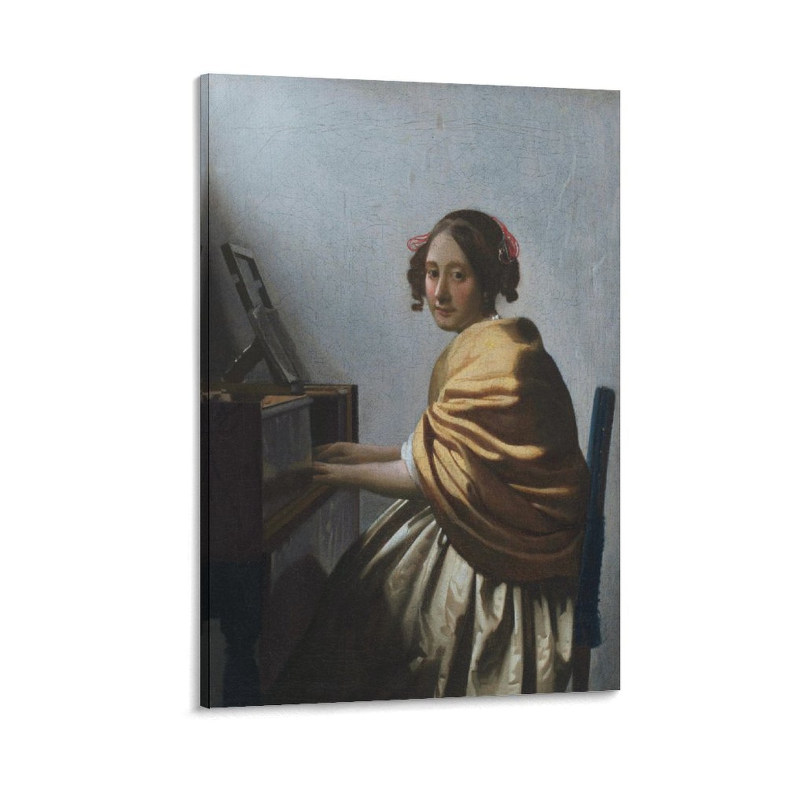 Painter Johannes Vermeer Painting Young Woman Sitting in Virginal ...
