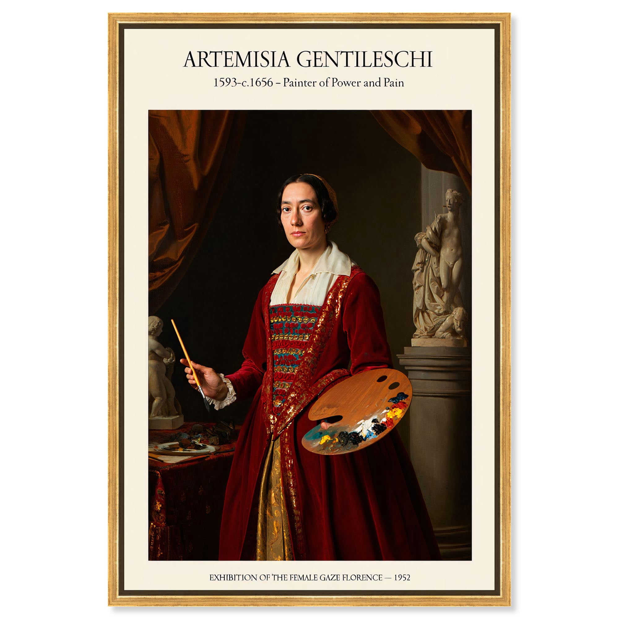 Painter of Power Canvas Famous Women Poster by Art Remedy, Gold Frame ...