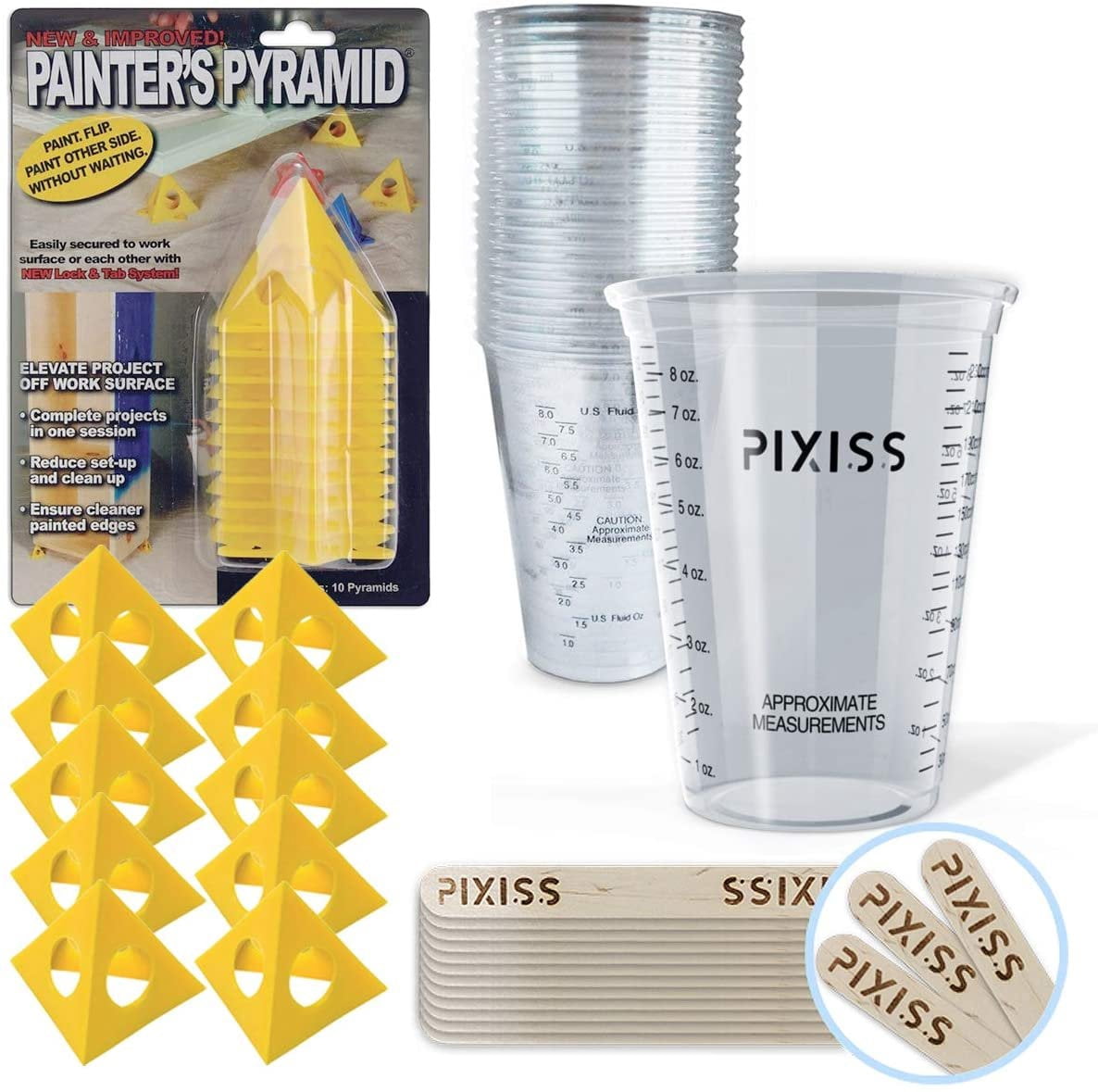 Painter's Pyramid Stands Kit, 20X 10-Ounce Disposable Graduated Clear ...