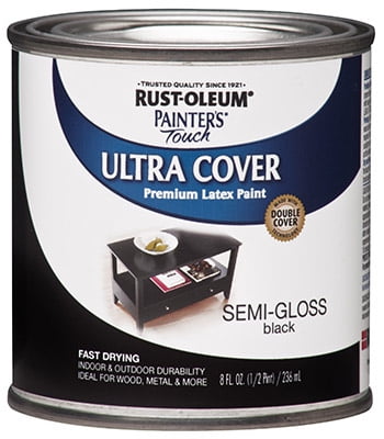 Painter's Touch Ultra Cover 1/2 PT Black Semi-Gloss Paint Fast Dry Exc ...