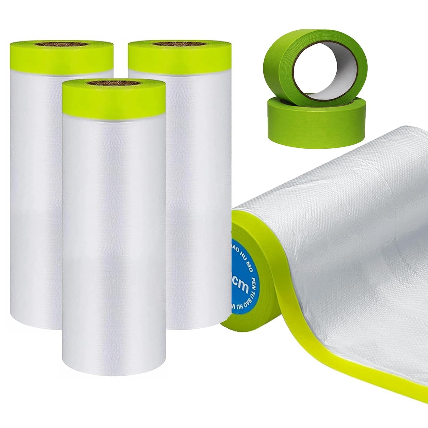 Painters Tape and Drape, 4 Rolls Automotive Painters Tape and Plastic ...