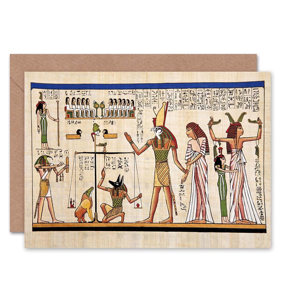 Painting Ancient Egyptian Hieroglyphics Horus Mural Greetings Card Plus ...
