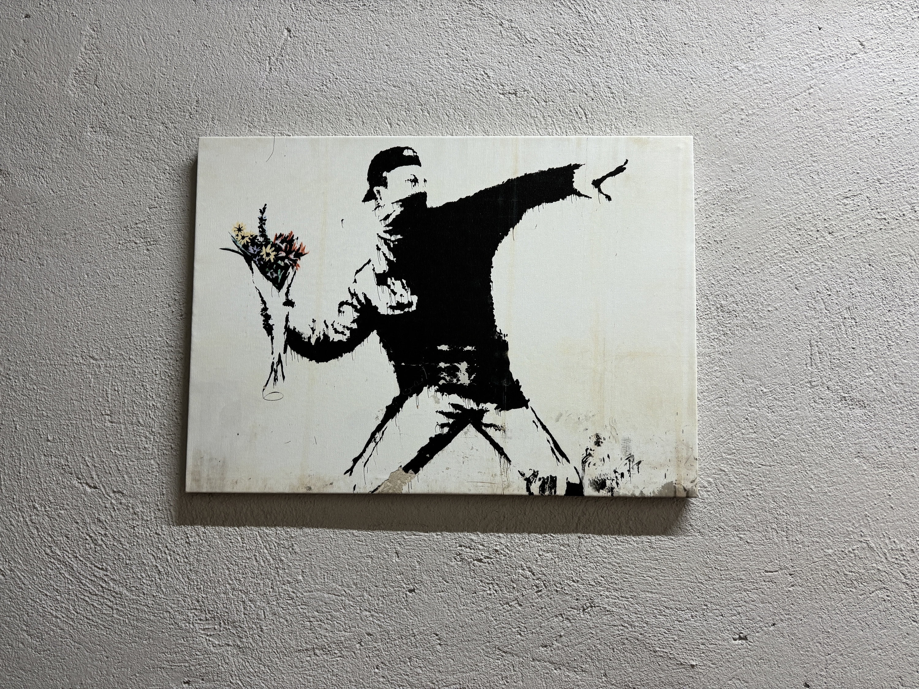 Painting Artwork, Street Wall Decor, Banksy Flower Bomber Art Canvas ...